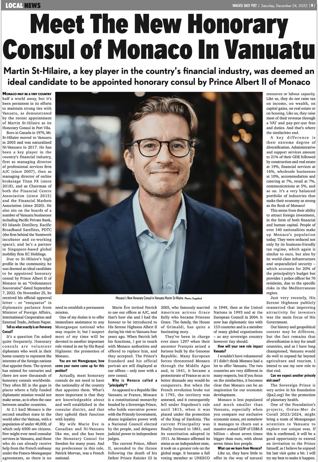 Honorary Consul of Monaco in Vanuatu - AJC Vanuatu